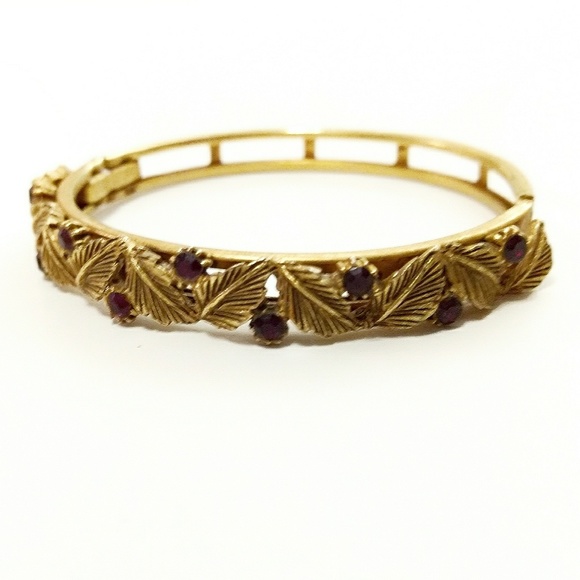 Vintage | Jewelry | Vintage Gold Ruby Bangle Bracelet | Poshmark